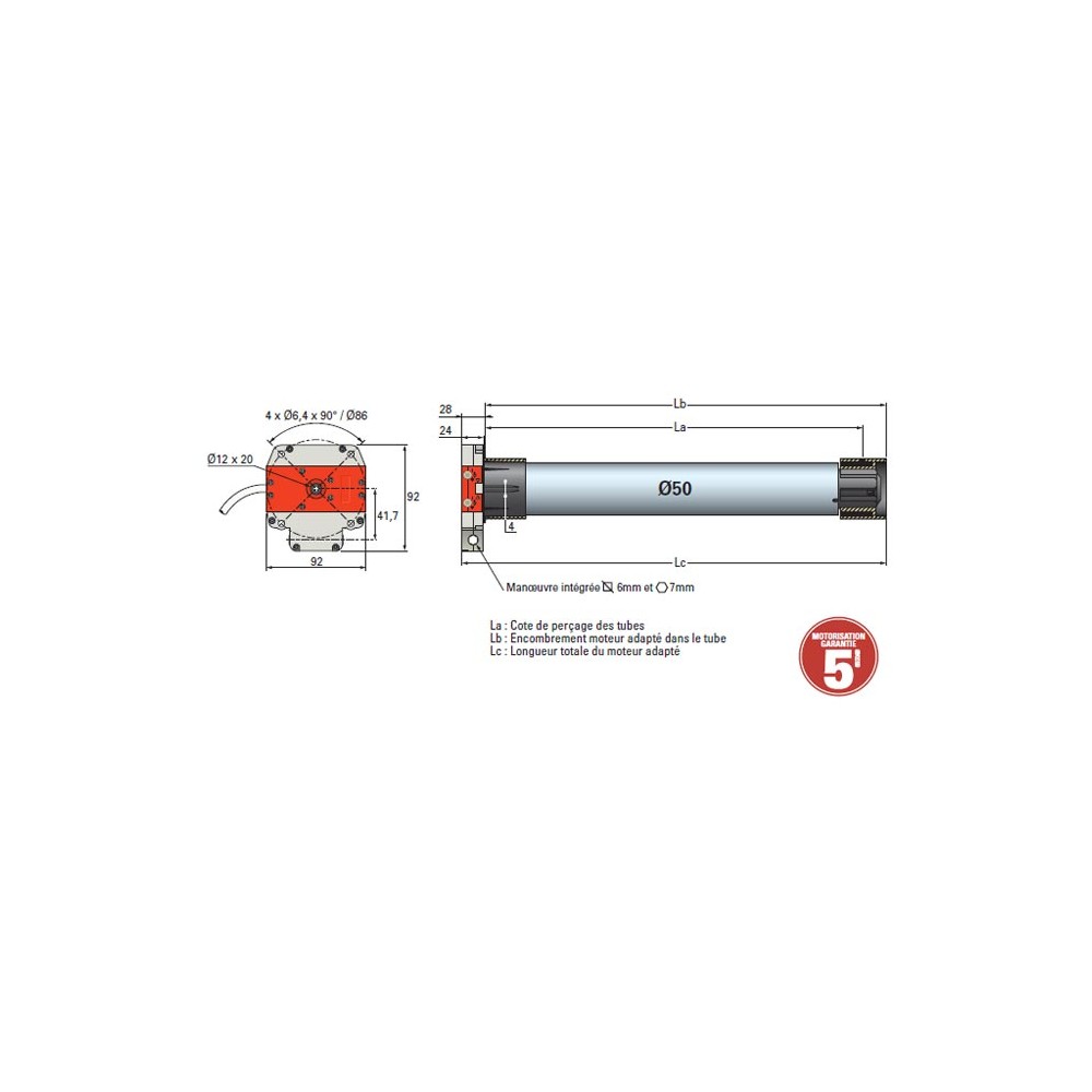 Moteur Simu DMI 5 Hz Radio Ø50 - 10 Nm - 100% Volet Roulant