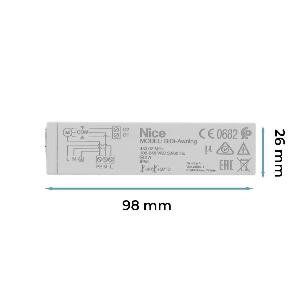 Micro Récepteur Nice BiDi Awning - 100% Volet Roulant