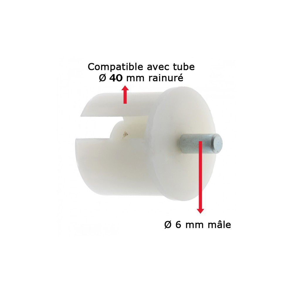 Embout de tube pour store diam. 40mm avec téton de 6mm - 100% Volet Roulant